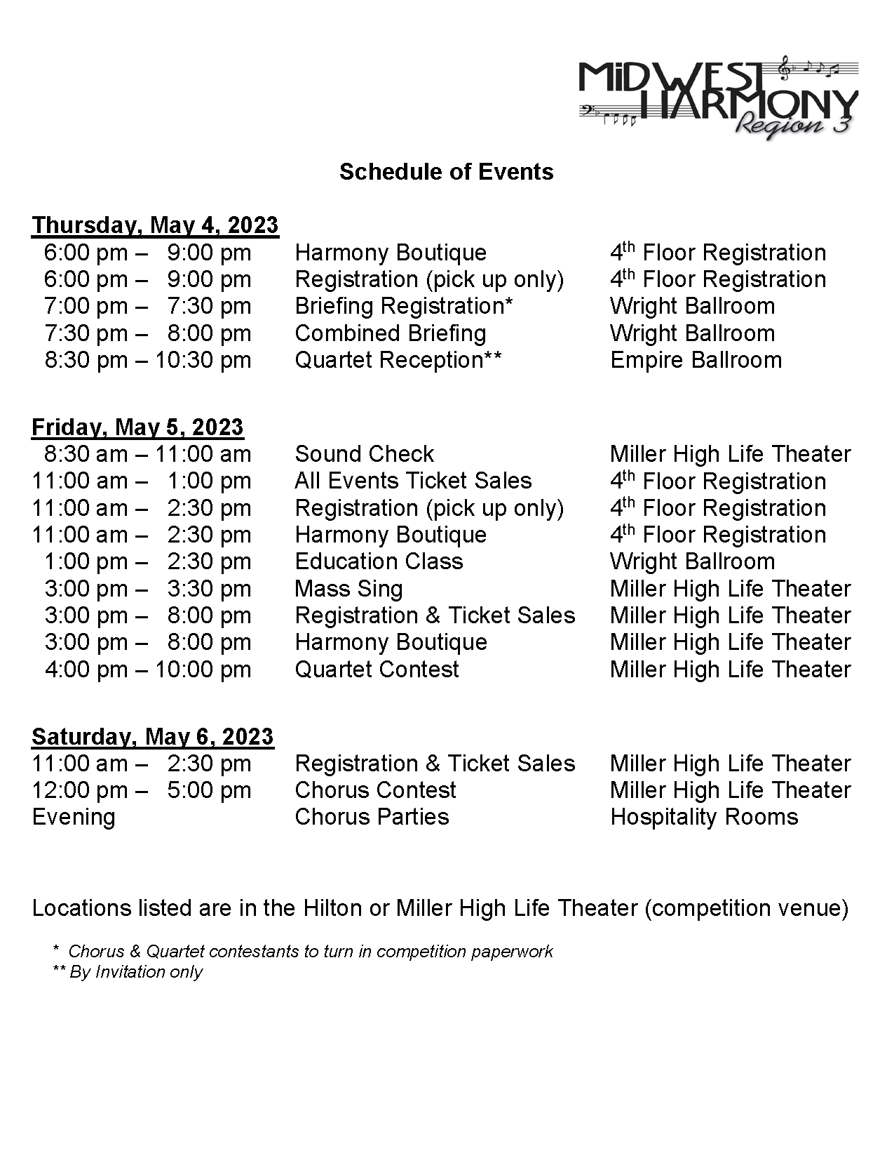 Convention Schedule | SAI Region 3